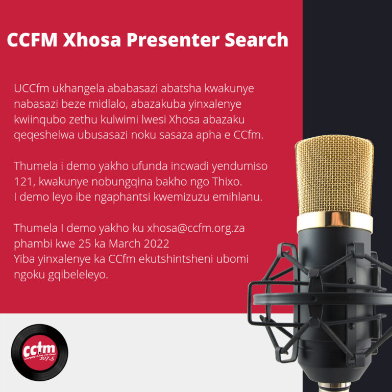 CCFM Xhosa presenter search – CCFM
